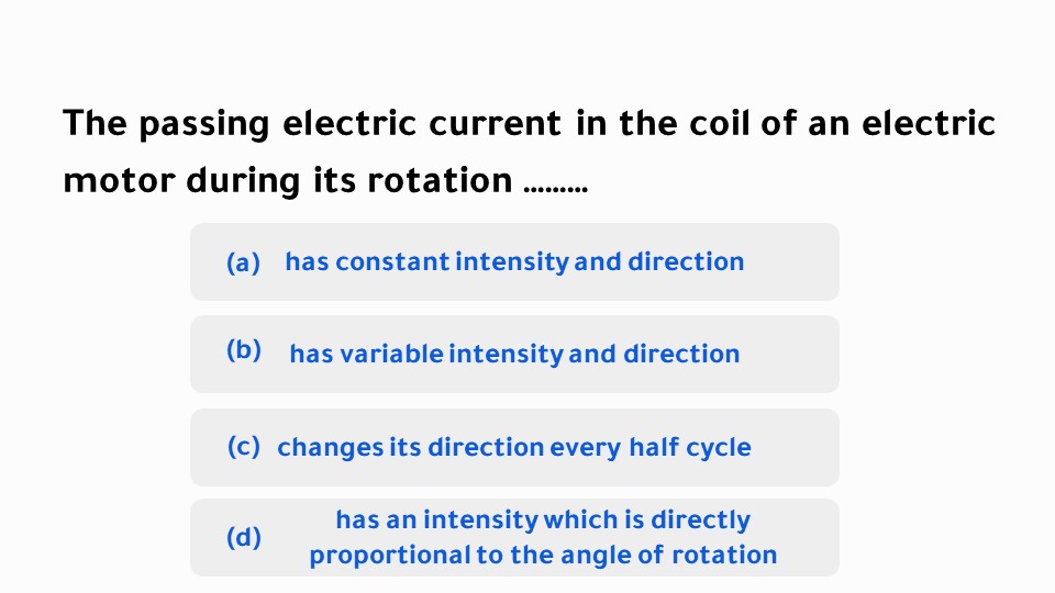 SOLVED: The passing electric current in the coil of an electric motor ...