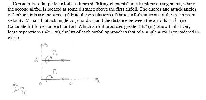 1. Consider two flat plate airfoils as lumped l̈ifting elementsïn a bi ...