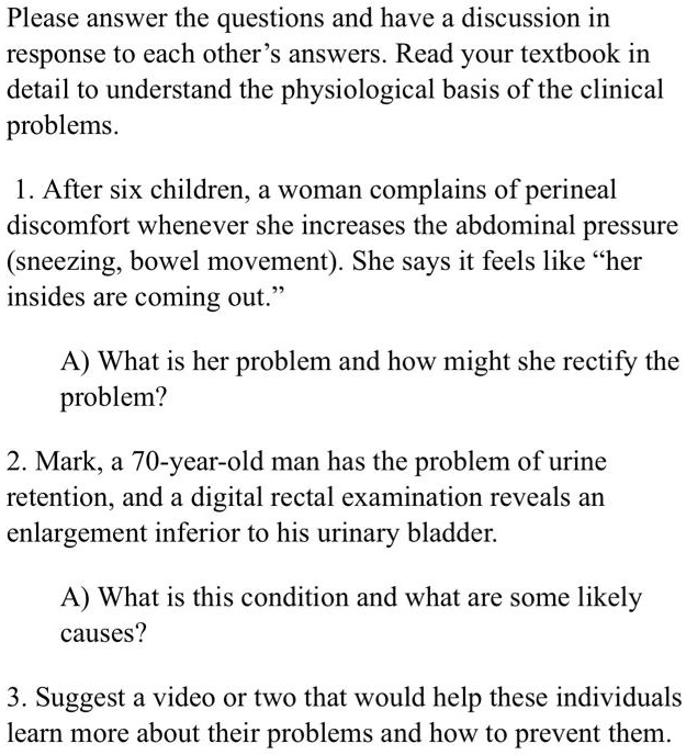 SOLVED: Please answer the questions and have a discussion in response ...