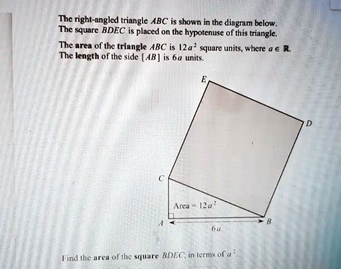 The right-angled triangle ABC is shown in the diagram below. The square ...