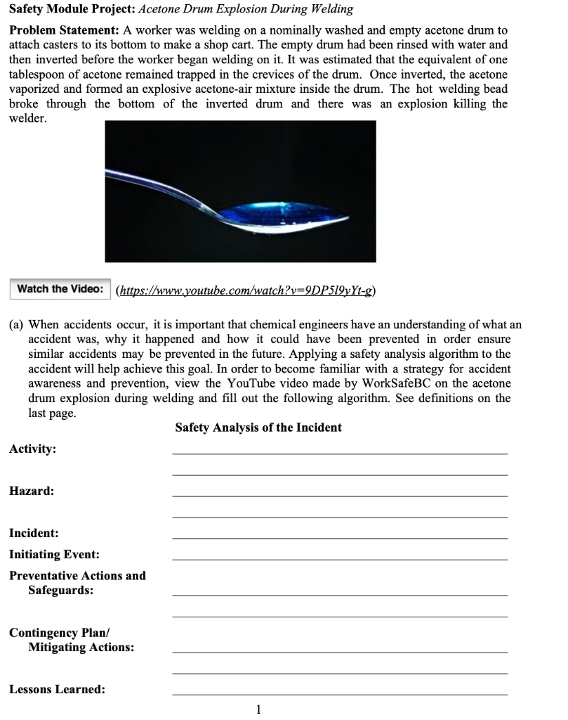 Safety Module Project: Acetone Drum Explosion During Welding Problem ...