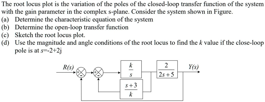 The root locus plot is the variation of the poles of the closed-loop transfer function of the ...