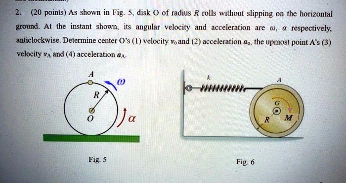SOLVED: 2.20 points As shown in Fig. 5, disk O of radius R rolls without slipping on the ...