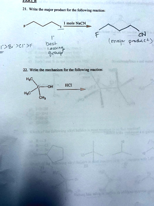 SOLVED: Lla Write the major product for the following reaction: mole ...