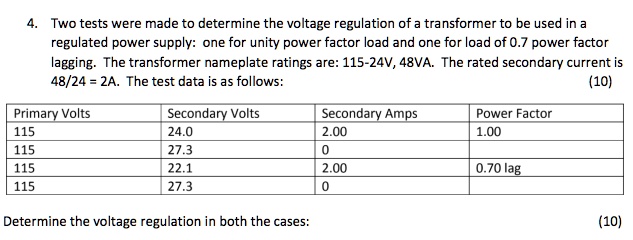 VIDEO solution: Two tests were made to determine the voltage regulation ...