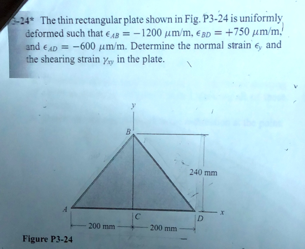 the thin rectangular plate shown in fig p3 24 is uniformly deformed ...