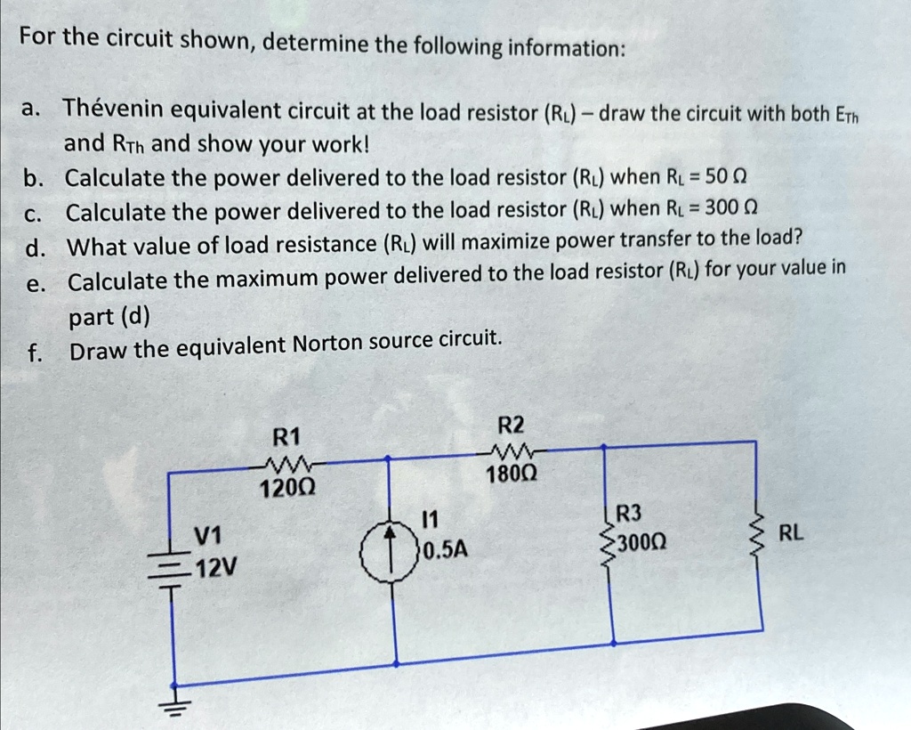 For the circuit shown, determine the following information: a. Thévenin equivalent circuit at ...