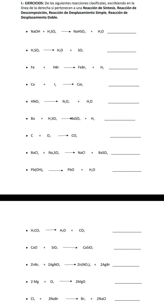 SOLVED: AYUDA POR FAVOR ES URGENTE!!! EJERCICIOS: De las siguientes ...