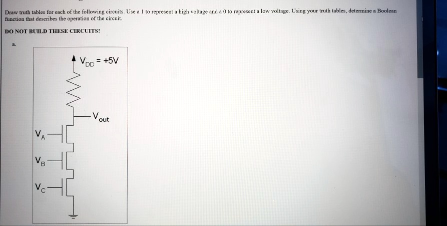 SOLVED: Draw truth tables for each of the following circuits. Use a 1 to represent a high ...