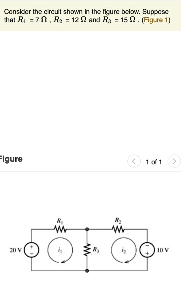 Consider the circuit shown in the figure below. Suppose that R1 = 7 Ω, R2 = 12 Ω and R3 = 15 Ω ...