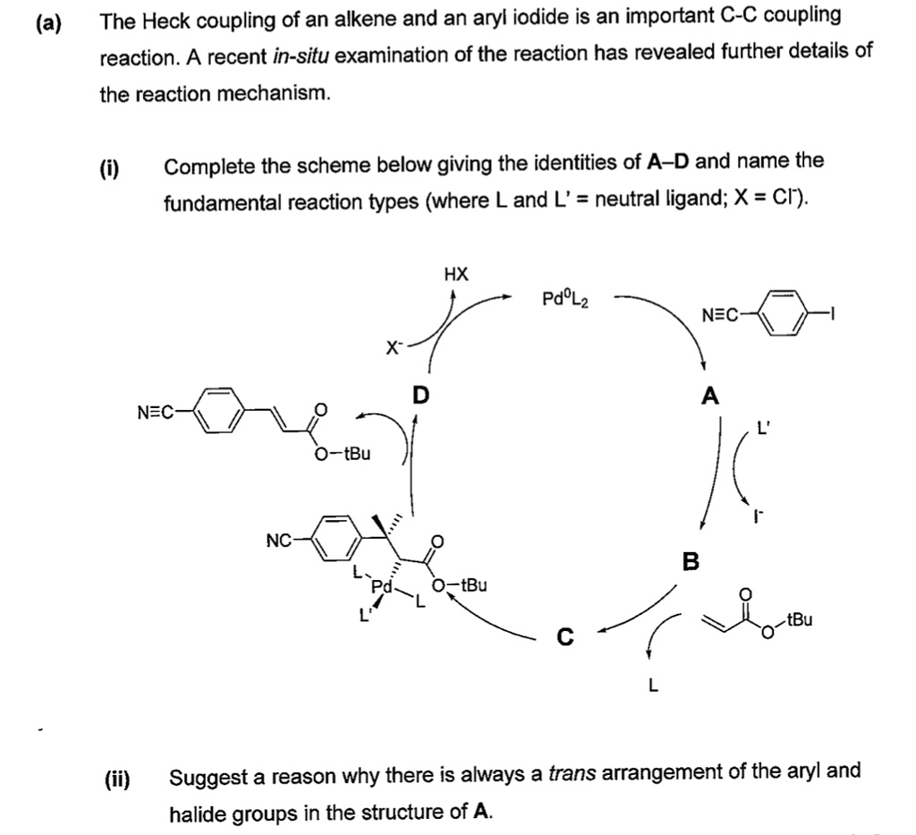 The Heck coupling of an alkene and an aryl iodide is an important C-C ...
