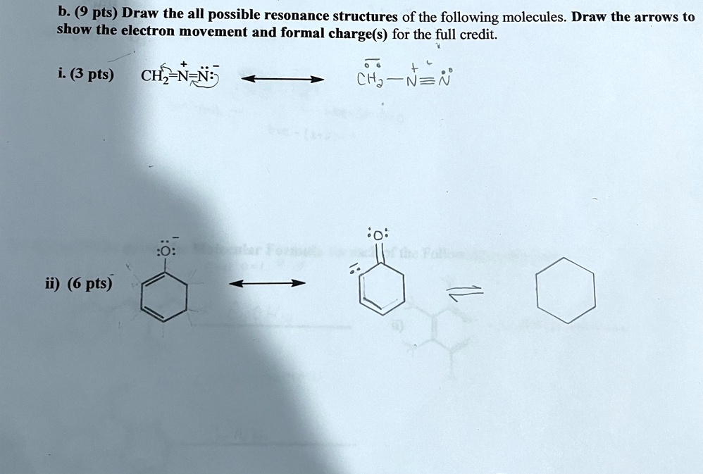 draw the all possible resonance structures of the following molecules draw the arrows to show ...