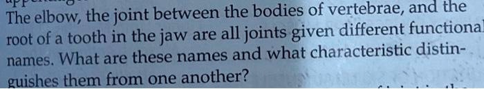 The elbow, the joint between the bodies of vertebrae, and the root of a ...