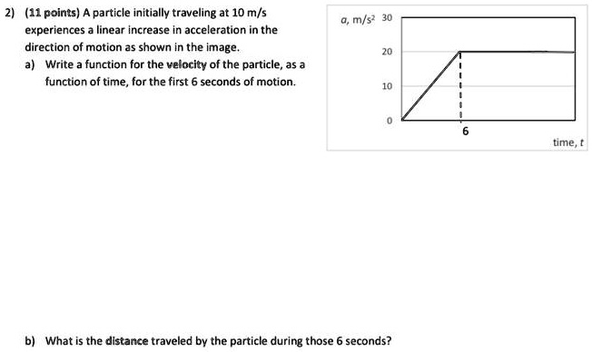 SOLVED: (11 points) A particle initially traveling at 10 m/s experiences a linear increase in ...