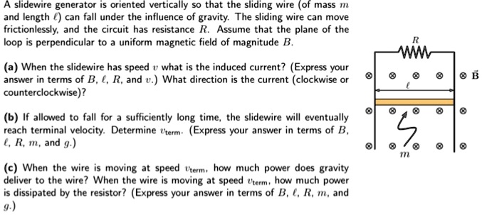 SOLVED: A slidewire generator is oriented vertically so that the ...