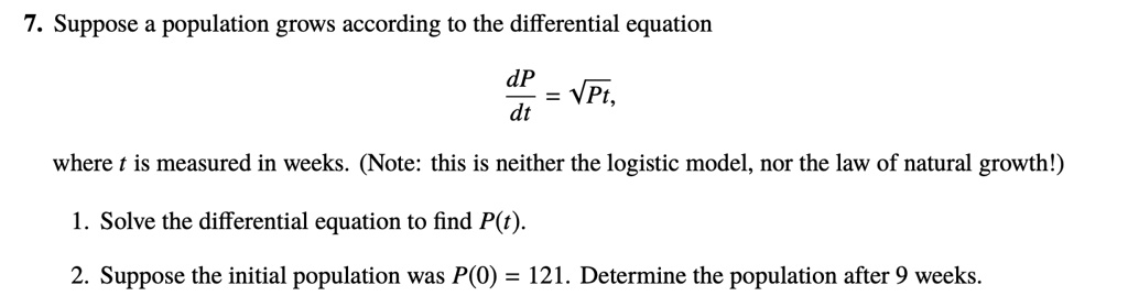 suppose population grows according to the differential equation dp dt ...