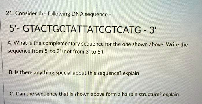 SOLVED: 21. Consider the following DNA sequence 5 ...