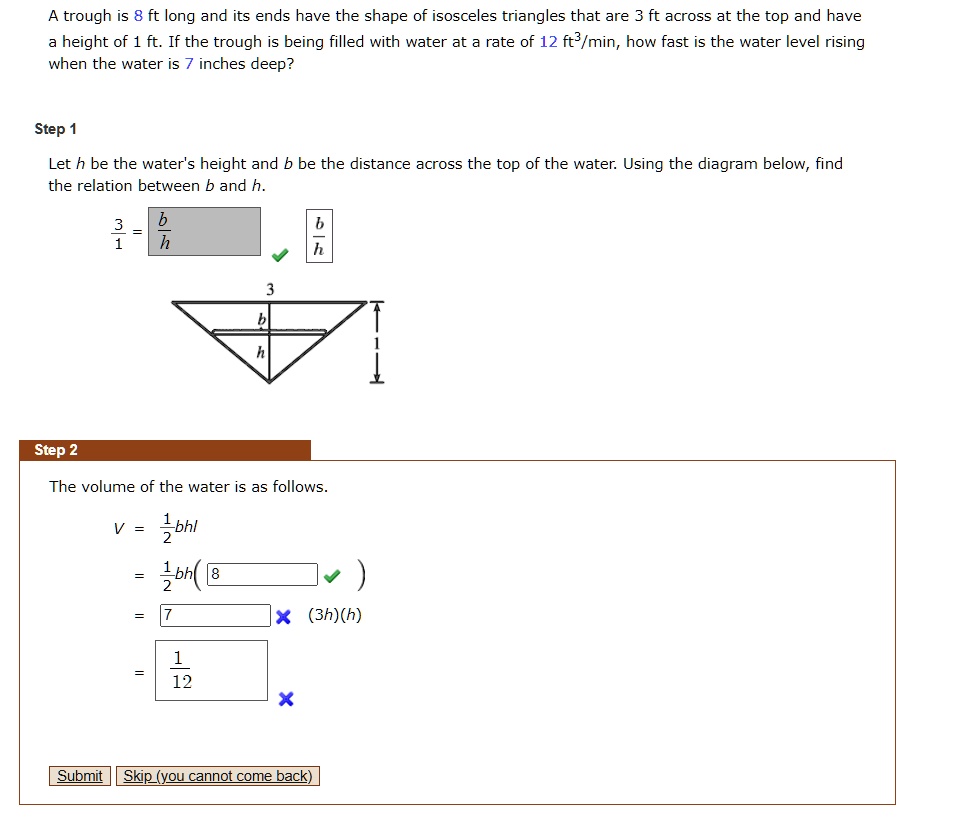 SOLVED: The trough is 8 ft long and its ends have the shape of ...