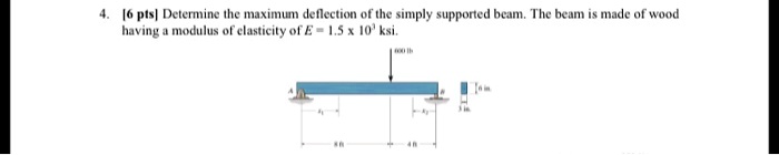 6 pts determine the maximum deflection of the simply supported beam the beam is made of wood ...