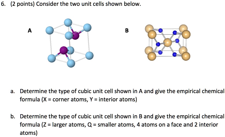 SOLVED: ' Consider the two unit cells shown below. Determine the type of cubic unit cell shown ...
