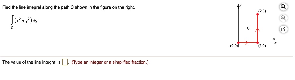 SOLVED: Find the line integral along the path C shown in the figure on ...