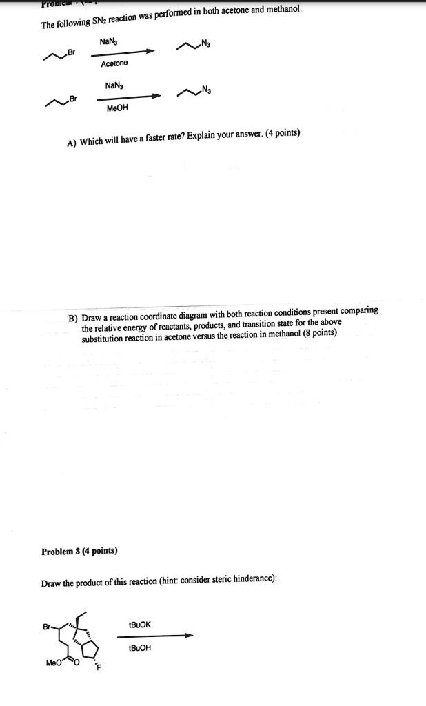 perfonmed in both acetone and methanol snz reaction was the following ...
