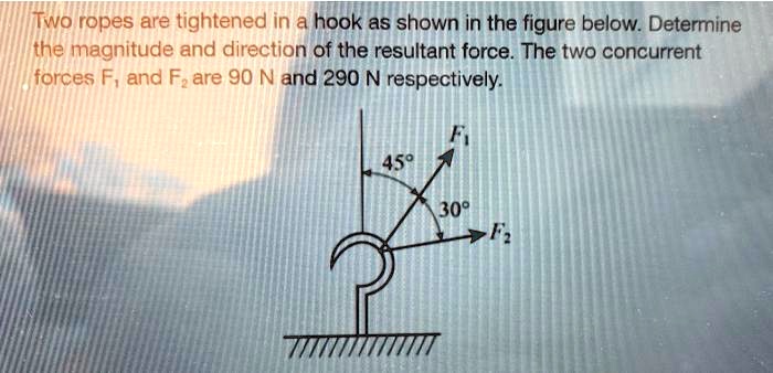 SOLVED: Two ropes are tightened in a hook as shown in the figure below ...