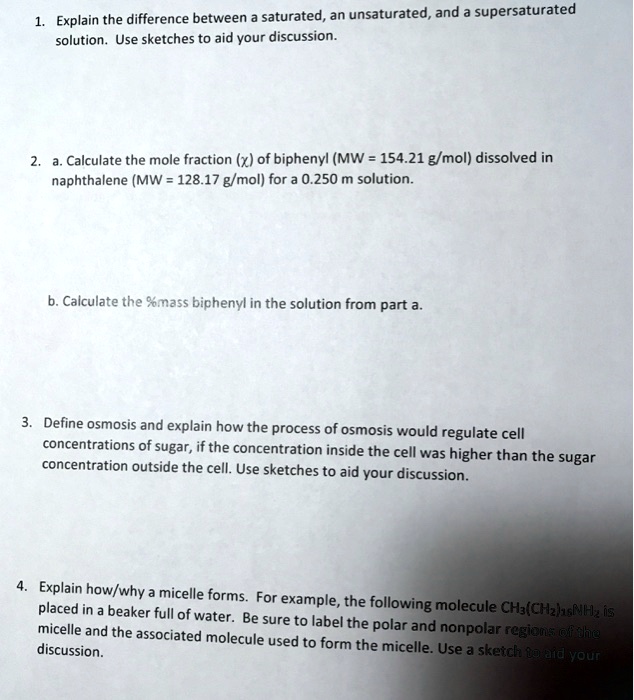 1. Explain the difference between a saturated, an unsaturated, and a ...