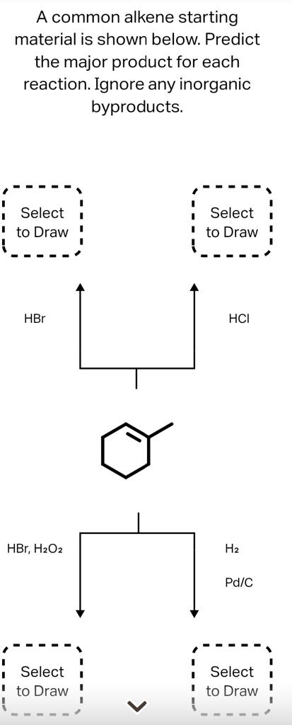 SOLVED: A common alkene starting material is shown below. Predict the ...