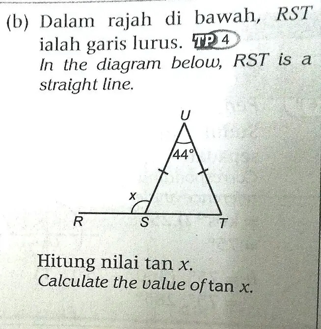 SOLVED: In the diagram below, RST (b) is a straight line. 44 Calculate ...
