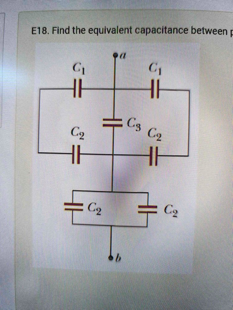 E18. Find the equivalent capacitance between p C1 C2 C3 C2 C2 C2 b