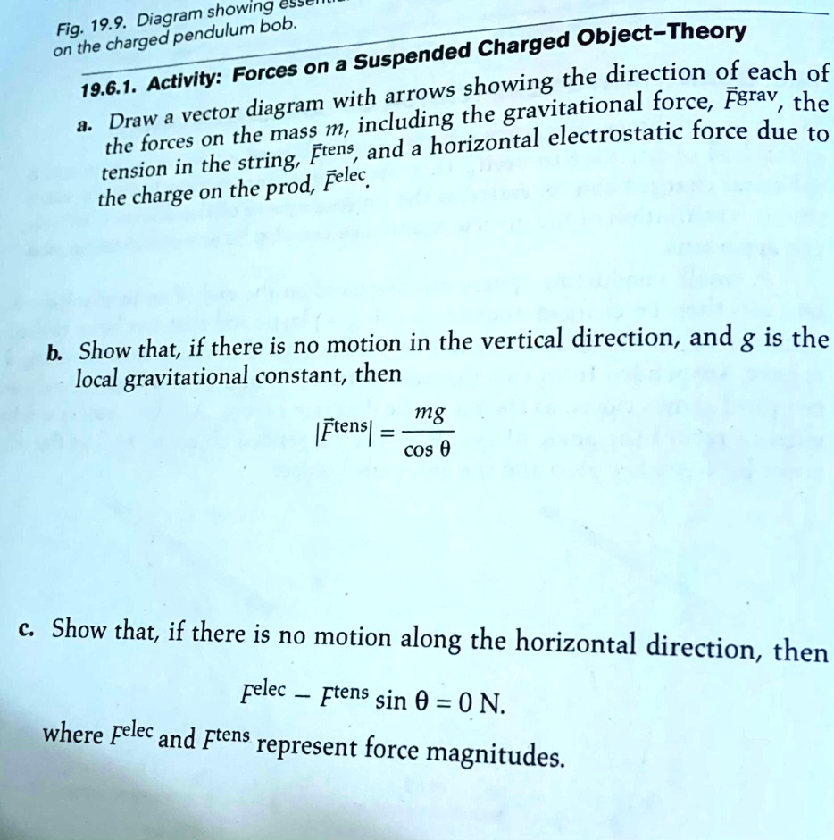 Fig. 19.9. Diagram showing essential on the charged pendulum bob. 19.6. ...