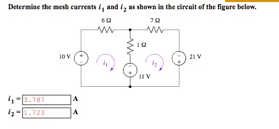 SOLVED: Determine the mesh currents i1 and i2 as shown in the circuit of the figure below ...