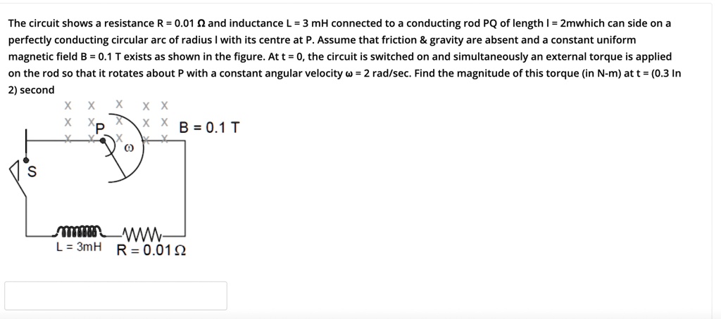 the circuit shows resistance r 001 q and inductance l 3 mh connected to ...