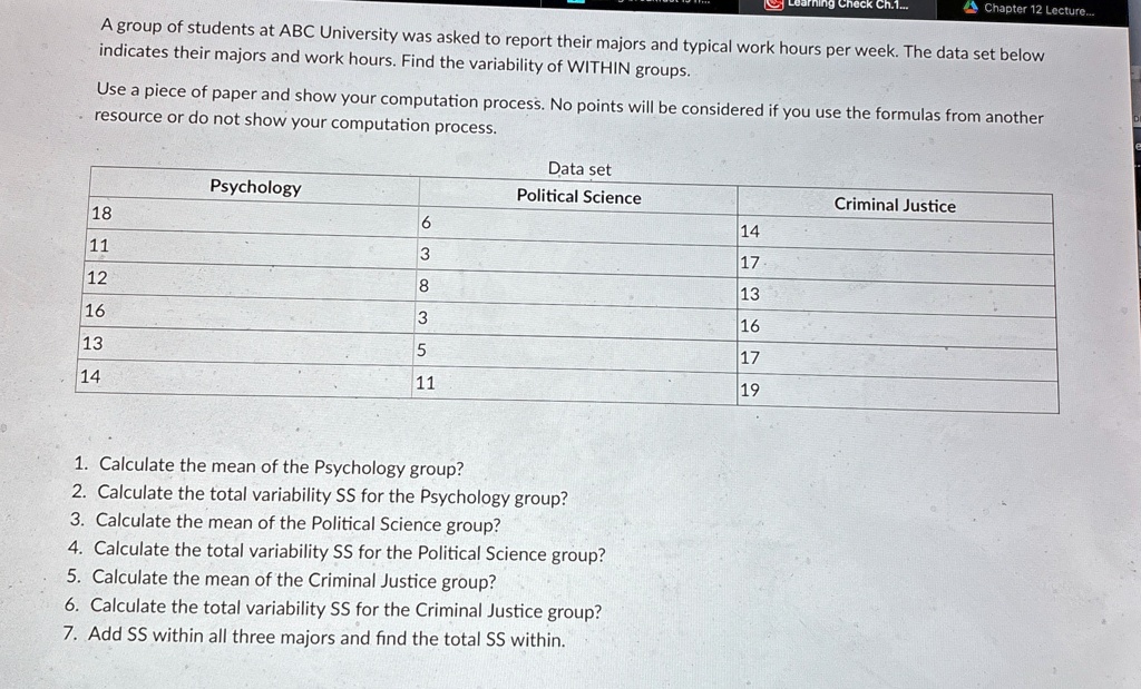 a group of students at abc university was asked to report their majors ...