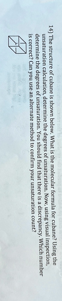 The structure of cubane is shown below. What is the molecular formula ...