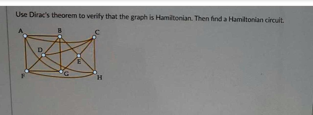 use diracs theorem to verify that the graph is hamiltonian then find a hamiltonian circuit 59921