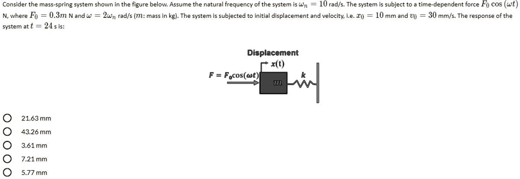 SOLVED: Consider the mass-spring system shown in the figure below ...