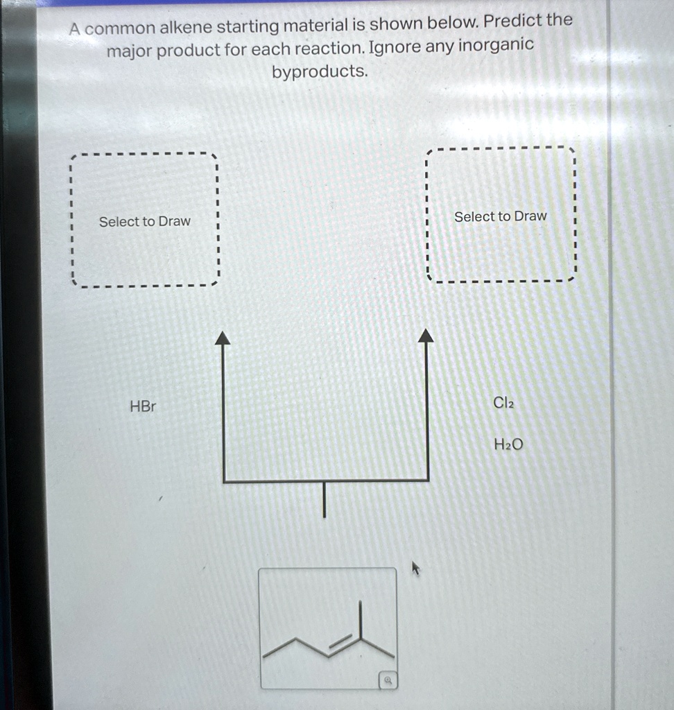 a common alkene starting material is shown below predict the major product for each reaction ...