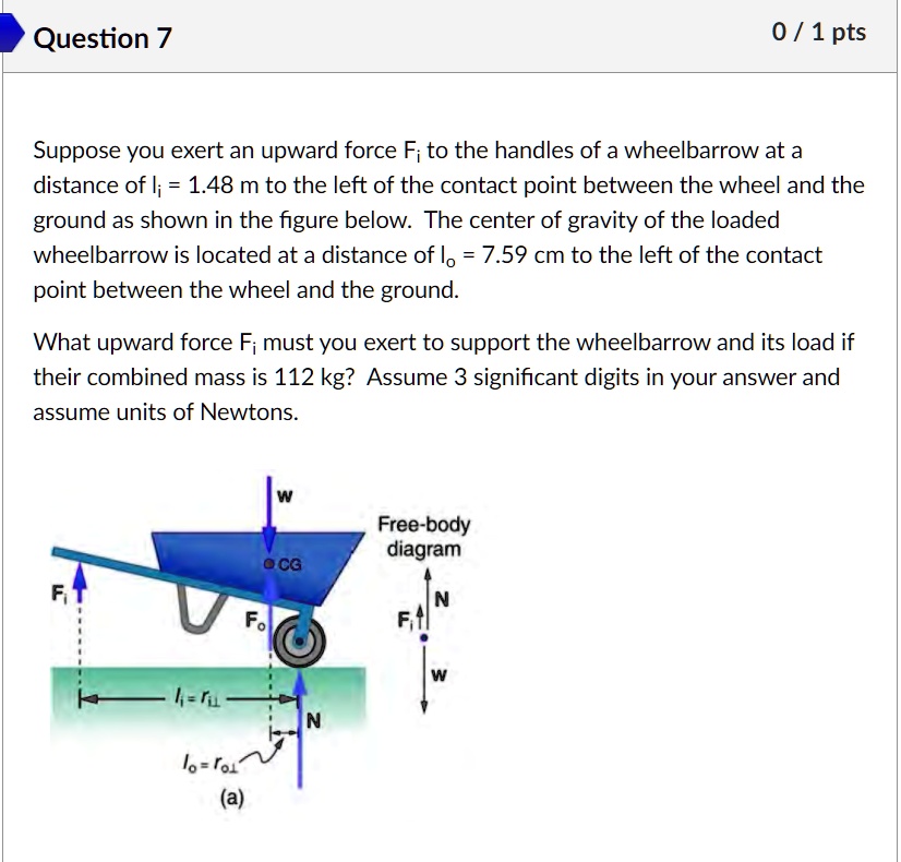 question 7 0 1 pts suppose you exert an upward force f to the handles ...