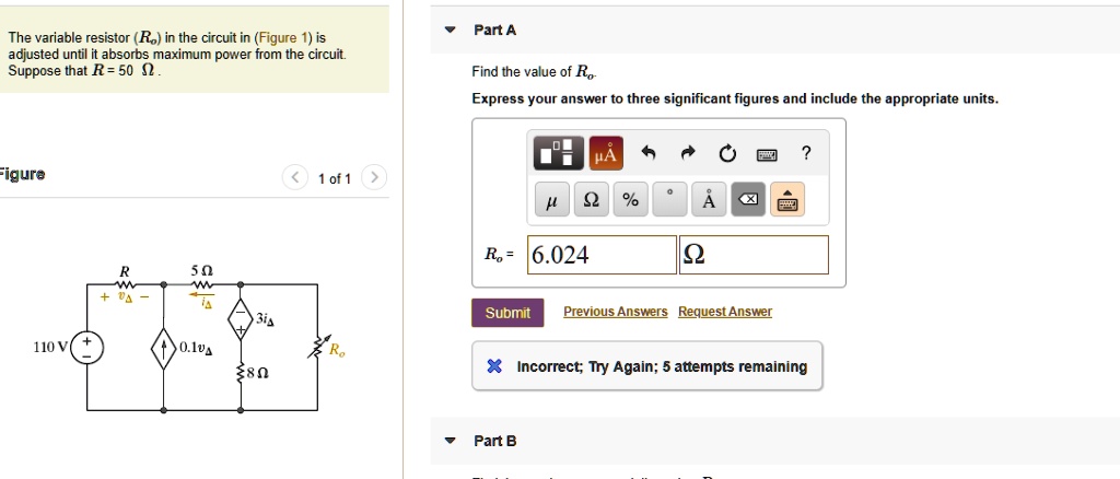 SOLVED: The variable resistor R in the circuit in Figure 1 is adjusted until it absorbs maximum ...