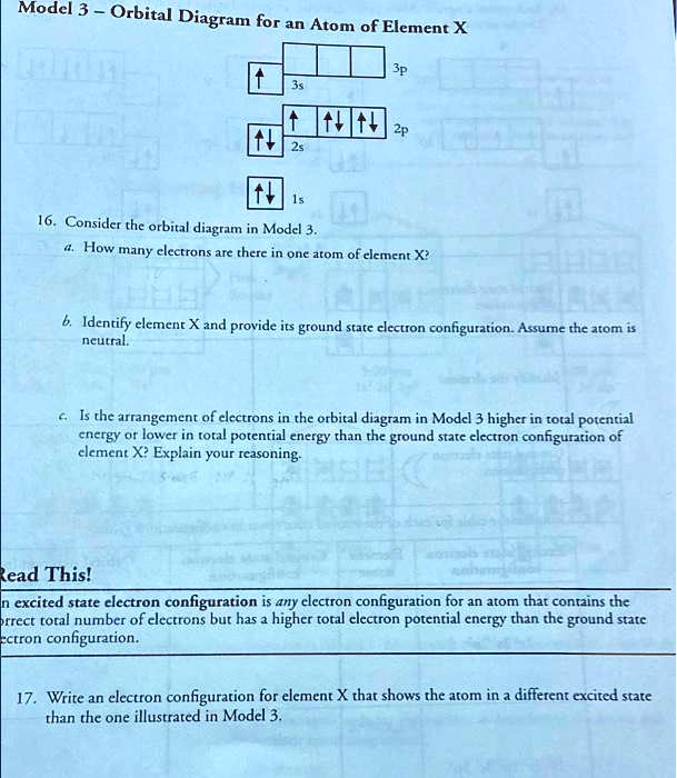 model 3 orbital diagram for an atom of element x consider the orbiral diagram in model how many ...