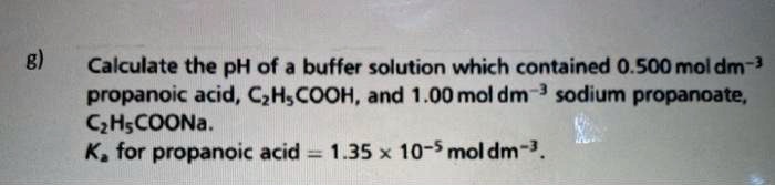 SOLVED: Calculate the pH of a buffer solution which contained 0.500 ...