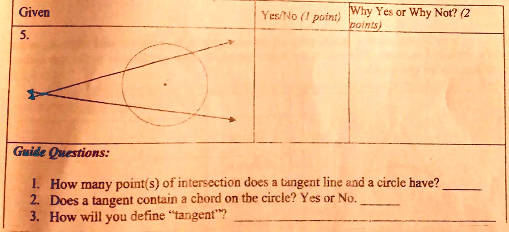 Given Yes/No (1 point) Why Yes or Why Not? (2 points) 5. Guide Questions: 1. How many point(s ...