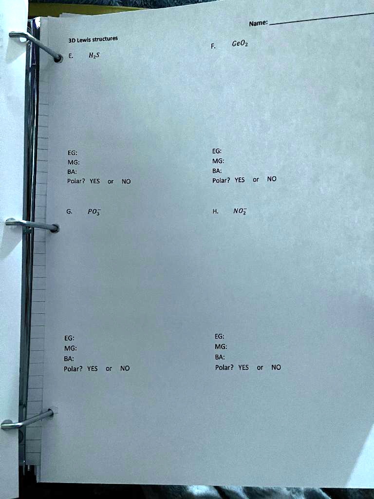 SOLVED: For each of the following molecules, draw the 3D Lewis ...