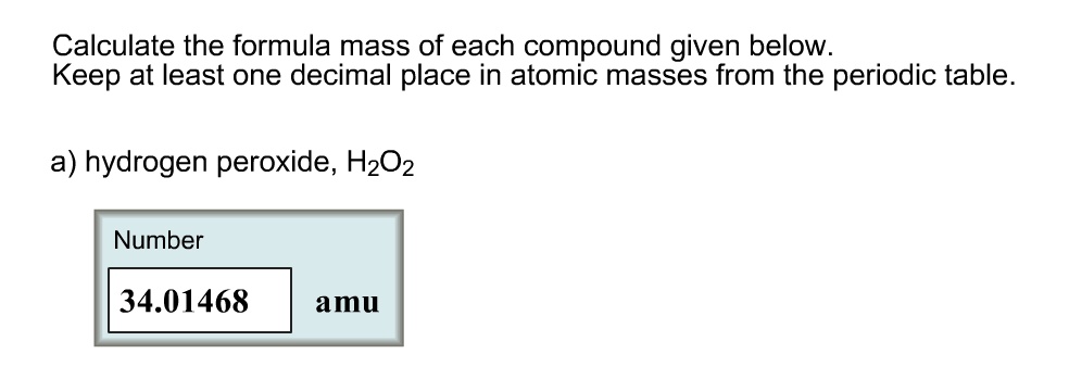 Calculate the formula mass of each compound given below keep...