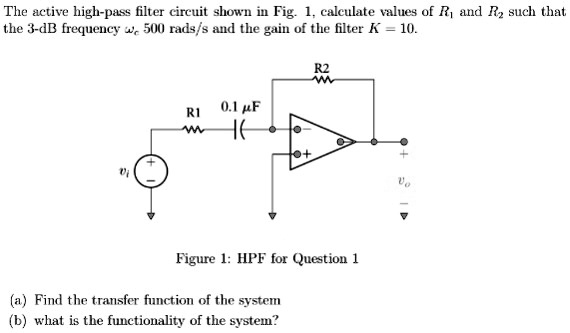 SOLVED: Amplifier 2.12 The active high-pass filter circuit shown in Fig ...