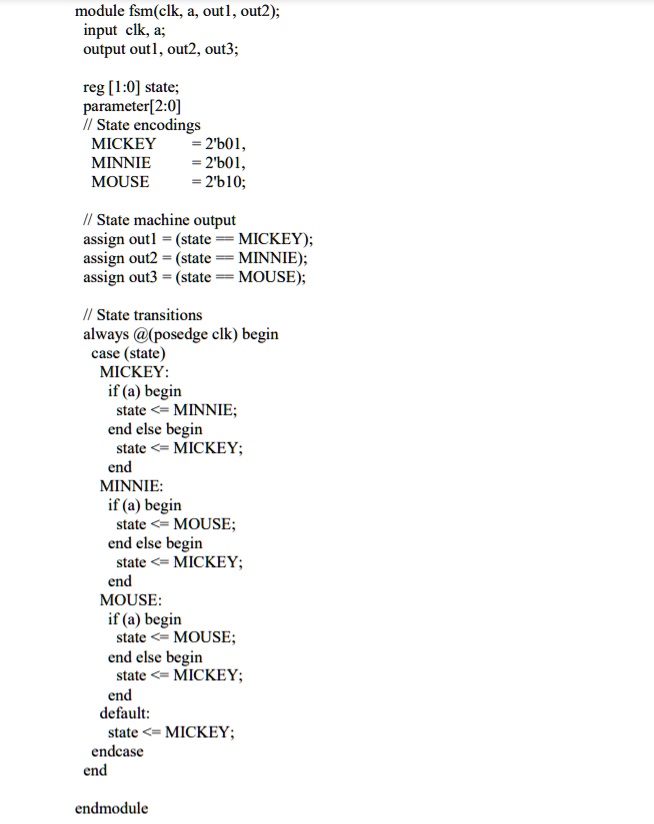 draw the corresponding fsm state transition diagram for the following ...
