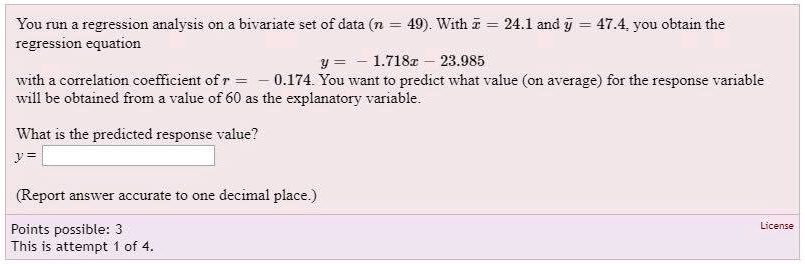 SOLVED: You run regression analysis on bivariate set of data (n = 49 ...