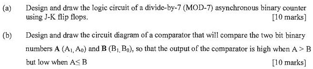 Solved A Design And Draw The Logic Circuit Of A Divide By 7 Mod 7 Asynchronous Binary 